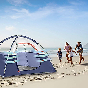 CAMPROS Tent-3-Person-Camping-Tents, Waterproof Windproof Backpacking Tent with Top Rainfly, Easy Set up Small Lightweight Dome Tents, for All Seasons Hiking Beach Outdoor with 3 Mesh Windows - Blue