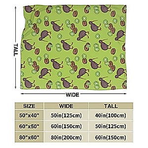 Kiwi Birds and Kiwi Fruits Couch Blanket, Lightweight Throw Blanket, Travel Blanket, Cozy Plush Keep Warm Blankets for Baby / Kids / Youth / Medium Adults 50"x40"Inch