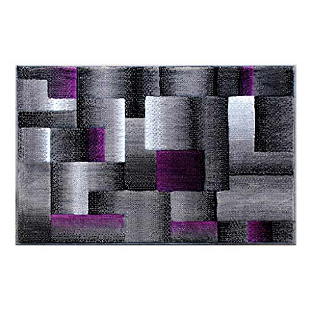 Masada Rugs, Modern Contemporary Area Rug, Purple Grey Black (2 Feet X 3 Feet) Mat