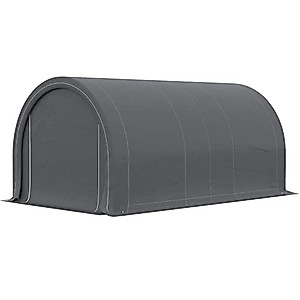 BBSJ 16' X 10' Carport, Heavy Duty Portable Garage/Storage Tent ， Garden Tools, Outdoor Work, Gray