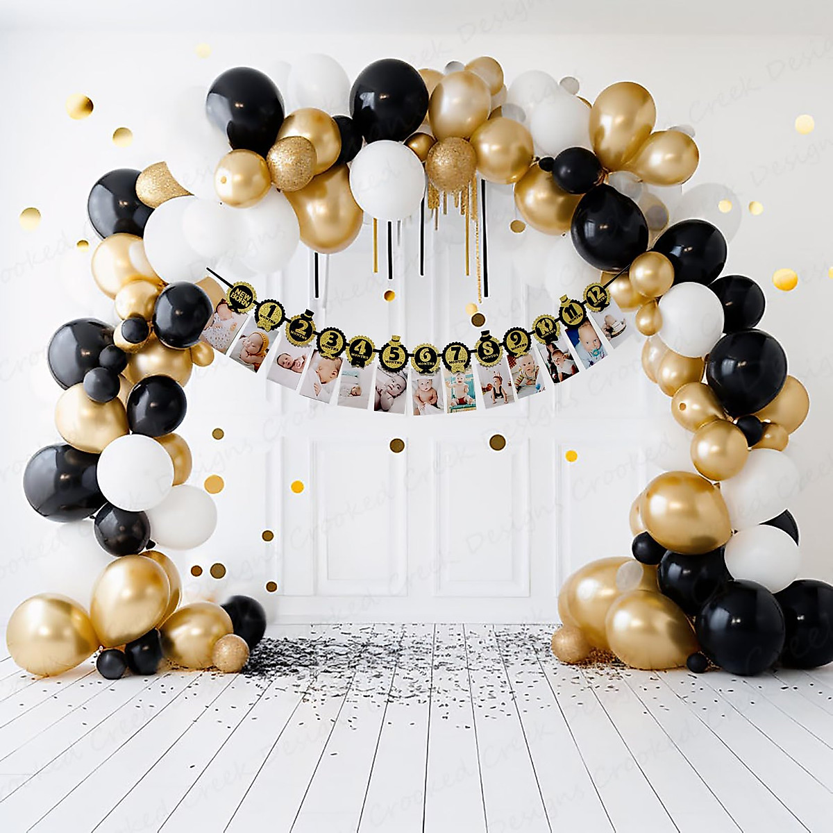 Zocakee Mr Onederful Birthday Decorations,First Year Monthly Photo Banner, Baby Shower Picture Banner