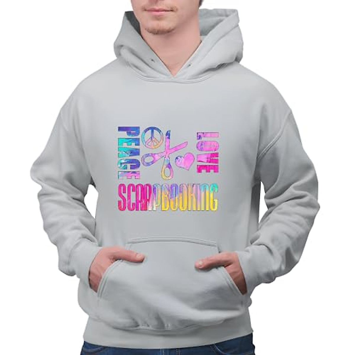 Scrapbook Peace love scrapbooking a little Gray and Muticolor Unisex Hoodie