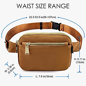 ZORFIN Fanny Packs for Women Men: Crossbody Belt Bag with Adjustable Strap - Fashion Waist Packs for Workout Running Traveling Hiking Brown