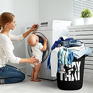 Muay Thai Large Laundry Basket Hamper Bag Washing with Handles for College Dorm Portable