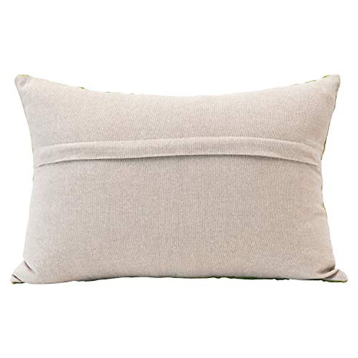Creative Co-Op Cotton Velvet Lumbar Embroidery, Green Pillow