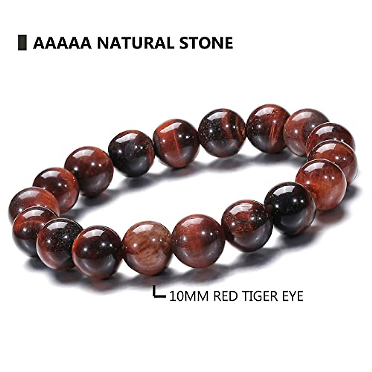 VIVISWAN Natural 10-12mm Gorgeous Semi-Precious Gemstones Healing Crystal Stretch Elastic Beaded Bracelet Unisex Yoga Meditation Relax Anxiety Bangle for Womens Mens