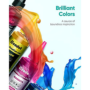 ecodot Black Sublimation Ink Refill for WF7710 ET-2720 ET4700 ET15000 ET-2803 ET2760 ET2750 ET-2800 WF7820 Inkjet Printers Heat Press Transfer on Plates, Mugs, Shirts, Phone Cases etc (4 Black 400ml)