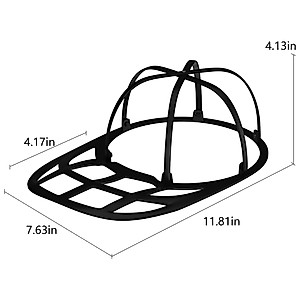 LONGD Hat Washer for Baseball Caps, Sturdy Cleaning Protector with Frame Cage and Laundry Bag, Washing Machine Safe Hat Cleaner and Organizer, Suitable for Adult and Kids' Caps - 1-Pack,Black