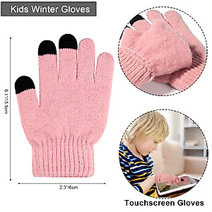 Hicdaw 3PCS Kids Winter Hat Glove Scarf Sets, Toddler Gloves Neck Warmer Baby Winter Hat Toddler Gloves Scarf Set for Boys Girls, Pink