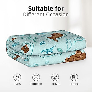 LAKIMCT Otter Swimming Blanket for Couch Bed Throw Blanket, Aesthetic Decorative Blanket for Travel Camping Comfy Blanket, Full Size Blanket, 30x50 inch