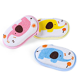 OBTANIM Baby Bath Sponge Soft Foam Scrubber Natural Sponge for Bathing, Shower Scrubber Body Sponge for Kids/Babies/Men/Women, Set of 3