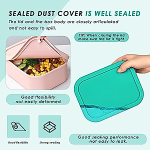 Keweis Silicone Food Storage Container, 47Oz Bento Lunch Box Silicone Containers with Lids, Hard-Shell Silicone, Airtight, Microwave, Dishwasher and Freezer Safe (Green)