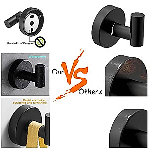 WOJIUBUXIN Towel Hooks Matte Black Coat Robe Clothes Hook SUS 304 Stainless Steel Modern Wall Hook for Bathroom Kitchen Bedroom Hotel Heavy Duty Wall Mounted 2 Pack…