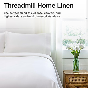 Threadmill Egyptian Cotton Twin Sheet Set | 100% Certified Egyptian Cotton Sheets for Twin Size Bed | Sateen Twin Bed Sheets Set 15" Deep Pocket | Soft Breathable 3-Piece Cooling Sheet Set | White