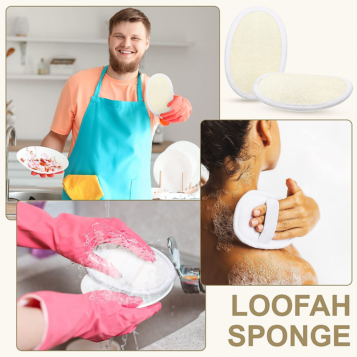 50 Pieces Exfoliating Loofah Pad Body Scrubber Bath Shower Loofah Sponge Pad Natural Exfoliating Scrubber Luffa Brush Close to Skin for Men Women Shower Bath and Spa