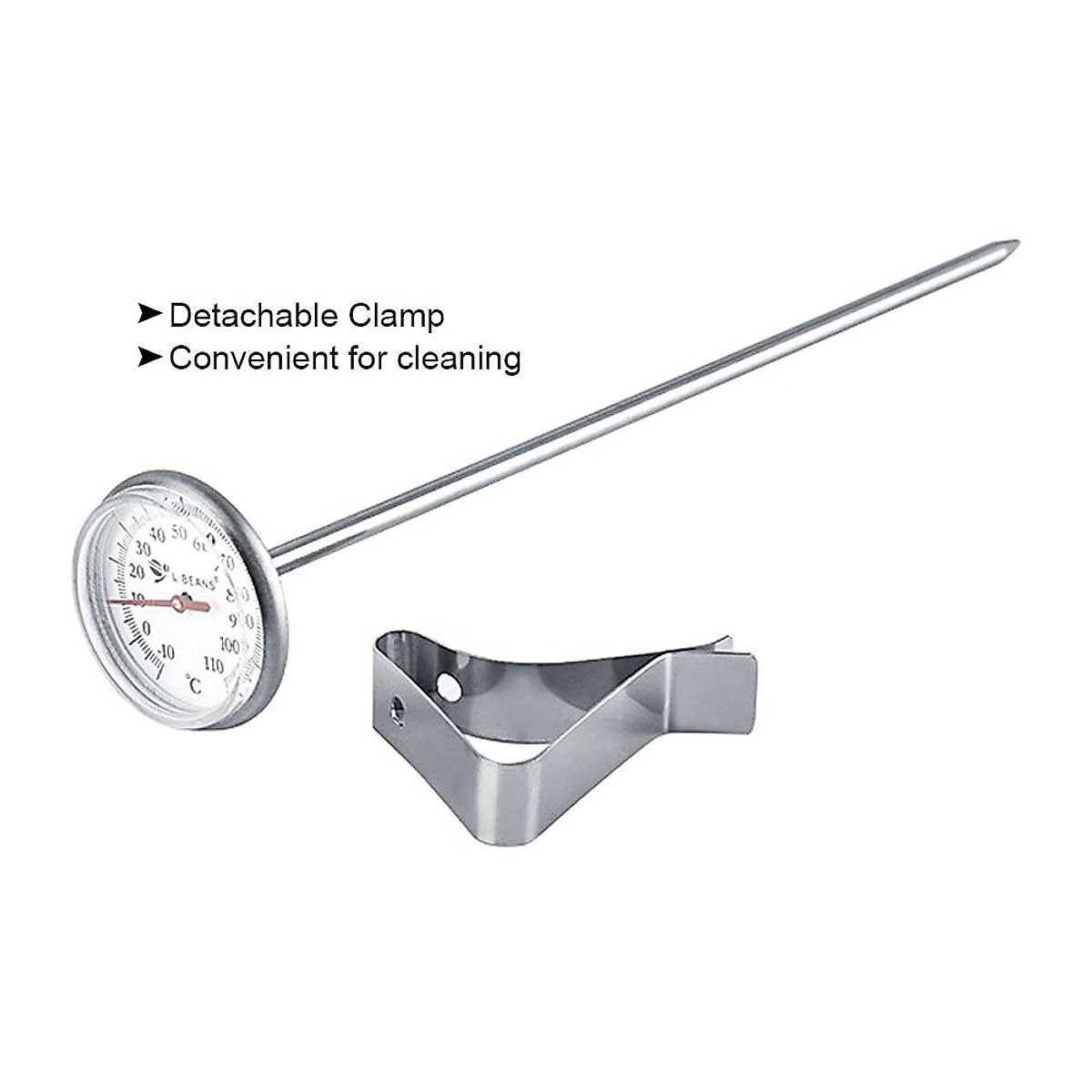Dial Thermometer, Instant Read Multi-Purpose Thermometer with Clip for Milk, Beverage, Steaming, Coffee((Short Type))
