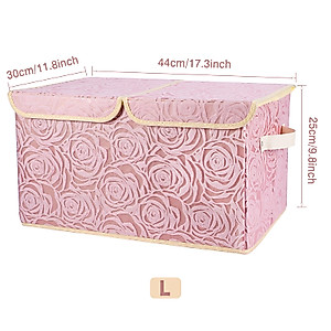 Fassave Foldable Storage Bins with Lids, 2 Packs Fabric Storage Container Basket Cube with Handles for Office, Bedroom, Closet (Large-2 Pack, Blue Pattern-2 Lid)