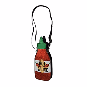 Red Glitter Hot Sauce Crossbody Purse Small