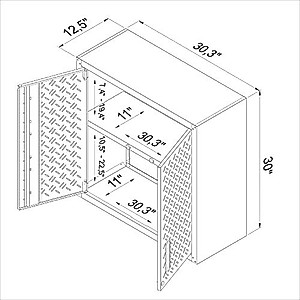 Manhattan Comfort Dual Fortress Floating Garage Storage Cabinet, 1, Black/Grey