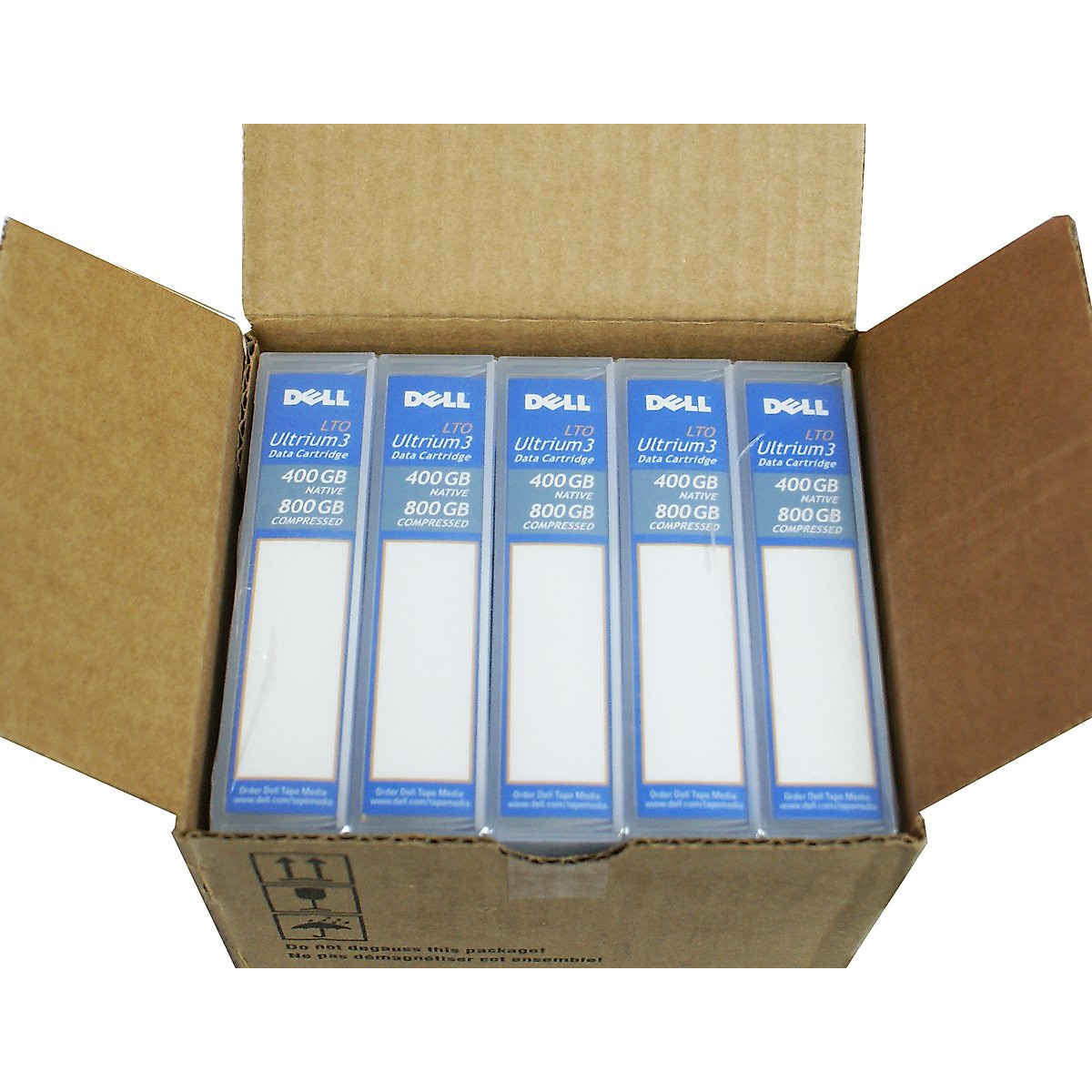 Genuine OEM 5-Pack Dell HC591 HC593 RC922 400 GB (Native) / 800GB (Compressed) LTO LOT-3 Ultrium3 Data Tape Cartridge Compatible Part Numbers: HC591, HC593, RC922