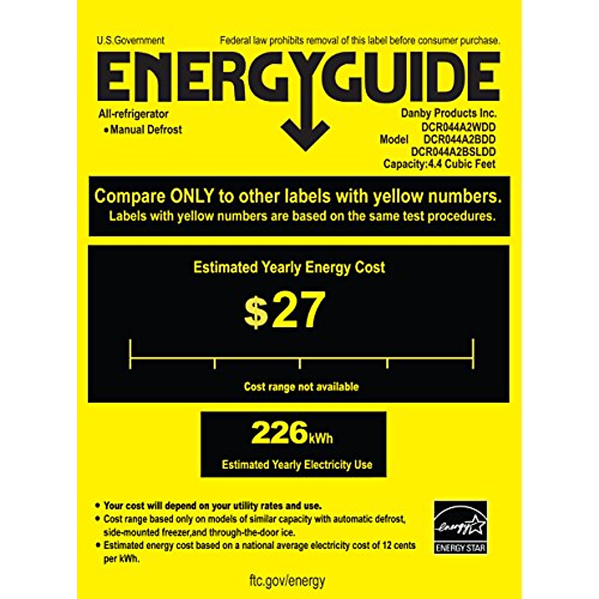 Danby Designer 4.4 Cubic Feet Compact Refrigerator (DCR044A2BDD) Black