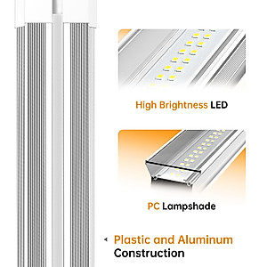 ONLYLUX LED Shop Light 4FT 60W, 5000K Daylight White 9000LM, Linkable Ceiling Light for Garage, 48" T8 LED Tube Light, Hight Output,Pack of 10