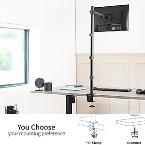 VIVO Extra Tall Single Monitor Desk Mount Stand with 39 inch Pole for 13 to 32 inch Screens and up to 38 inch Ultrawides, Fully Adjustable, Holds 22 lbs with VESA Mounting, Black, STAND-V011