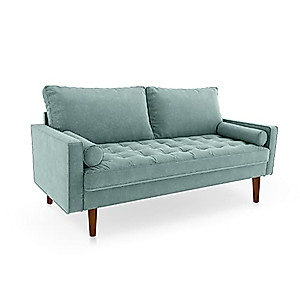 SILKIR Velvet Furniture for Small Spaces, Mid-Century Modern Loveseats for Living Room, Love Seat Couch Sofas, 70 Inches, Aqua Turquoise