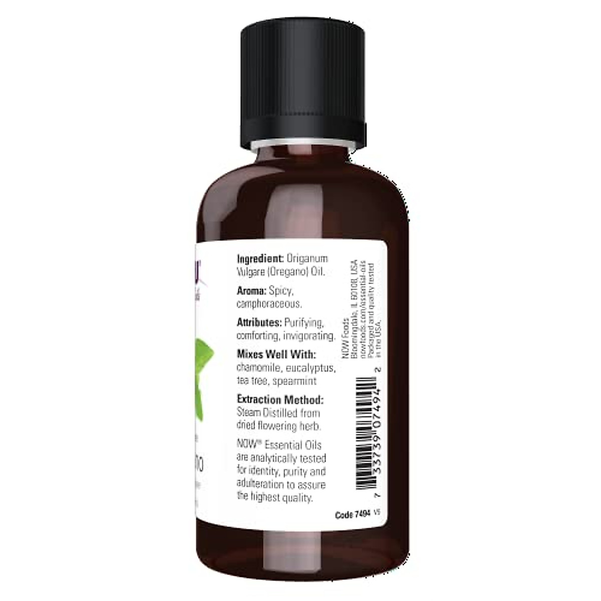 NOW Essential Oils, Oregano Oil, Comforting Aromatherapy Scent, Steam Distilled, 100% Pure, Vegan, Child Resistant Cap, 2-Ounce