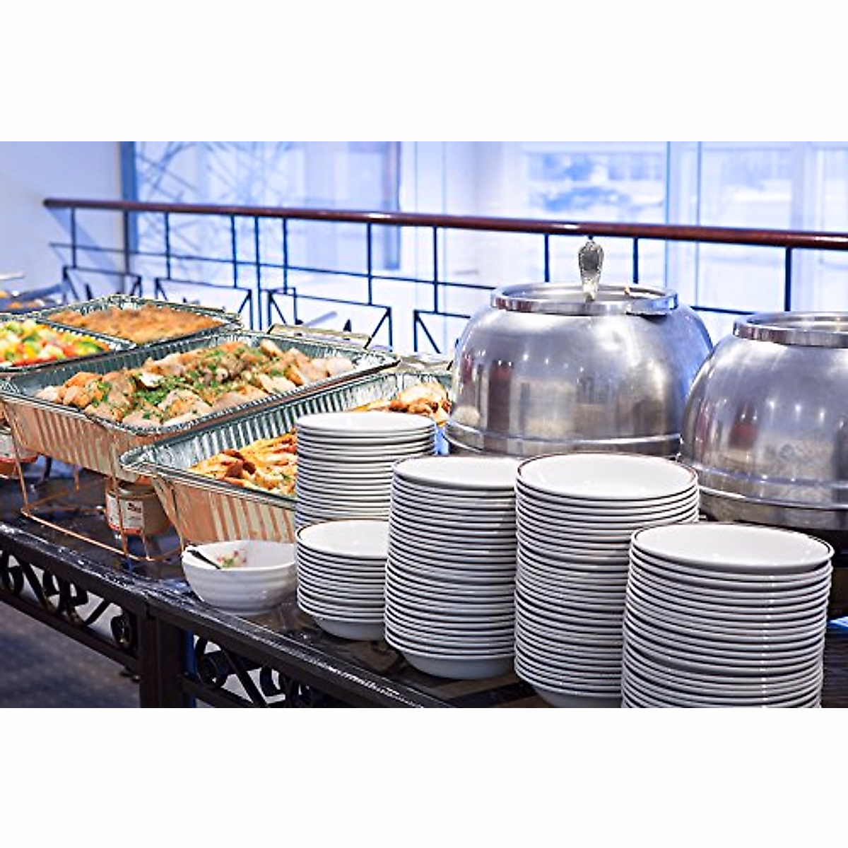 Tiger Chef Chafing Dish Buffet Set Disposable - Full Size Disposable Wire Chafer Stand Kit - 30-Piece Catering Set for Parties Includes Chafer Pans Disposable Serving Utensils
