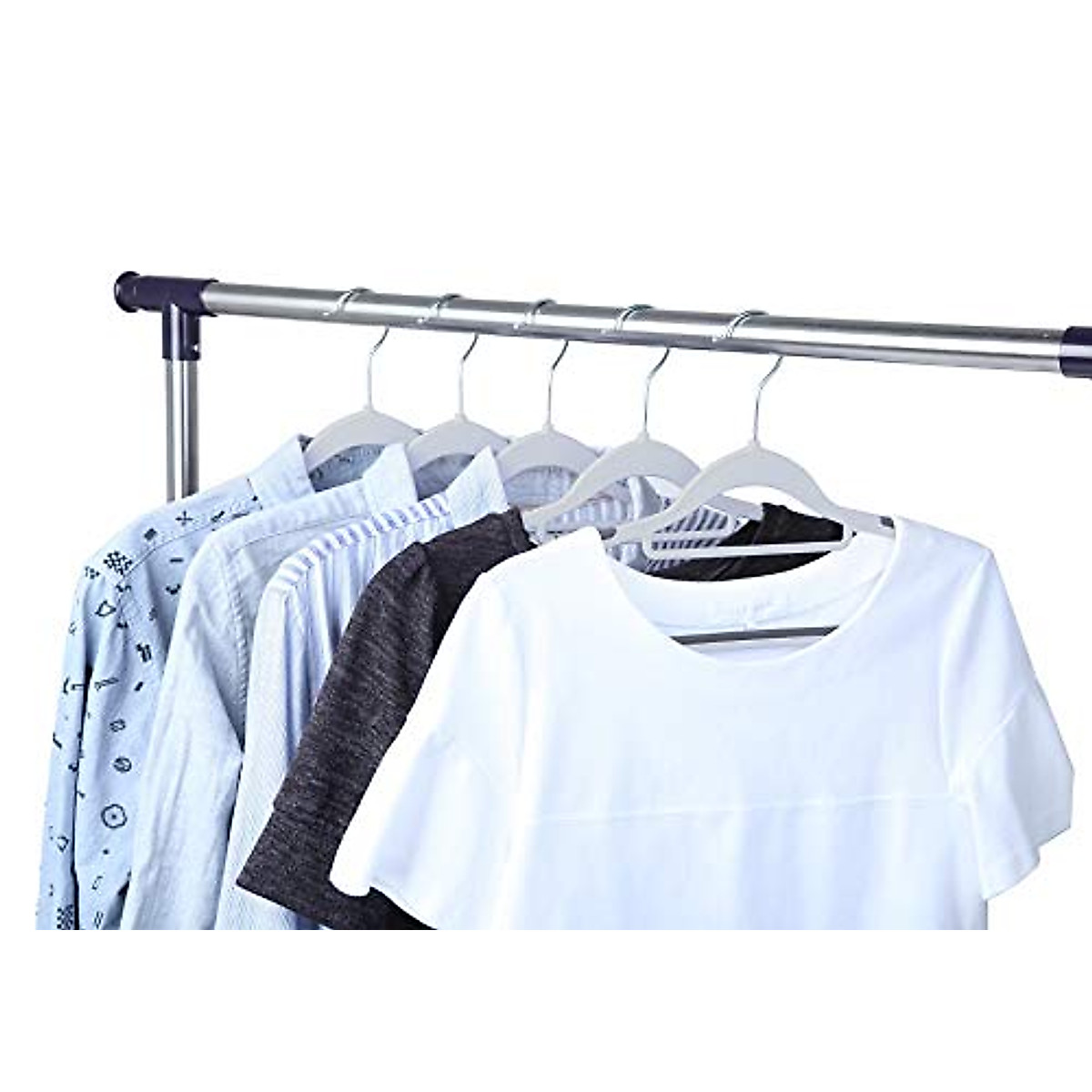 Finnhomy Bar Design Heavy Duty 50 Pack Plastic Hangers, Durable Clothes Hangers with Non-Slip Pads, Great for Shirts, Pants, Scarves, Strong Enough for Coat, Gray