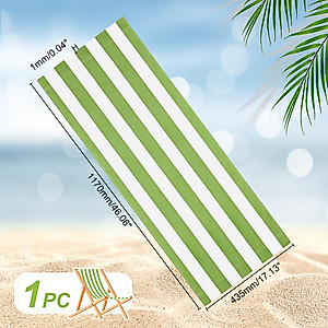 AHANDMAKER Beach Sling Chair Replacement Canvas, Olive Drab and White Stripes Lounge Chair Replacement Canvas Casual Simple Sling Chair Replacement Fabric for Beach Chair Sling Chair (44.88x17.13inch)