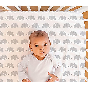 The Peanutshell Elephant Walk Crib Bedding Set - 3 Piece Unisex Nursery Set - Crib Quilt, Crib Sheet, Crib Skirt