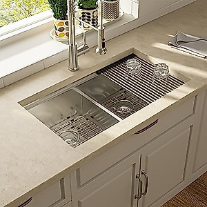 30 Undermount Sink Double Bowl - Lordear 30 Inch Kitchen Sink Ledge Workstation Double Bowl 50/50 Low Divide 16 Gauge Stainless Steel Undermount Kitchen Sink