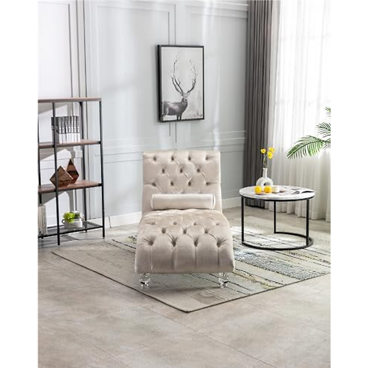 Wycian Sofa Chair Massage, Counter Chairs Velvet Foam Beige Seat Height 17.71" for Living Room Bedroom Dining Rooms Garden Chair Seat Cushion 1PC