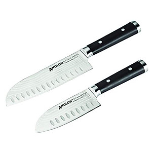 Anolon Imperion Damascus Steel Cutlery Santoku Knife Set, 2-Piece