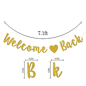 Talorine Welcome Back Banner, Home Theme Party, Back to School, Happy Retirement Party Decorations (Gold Glitter)