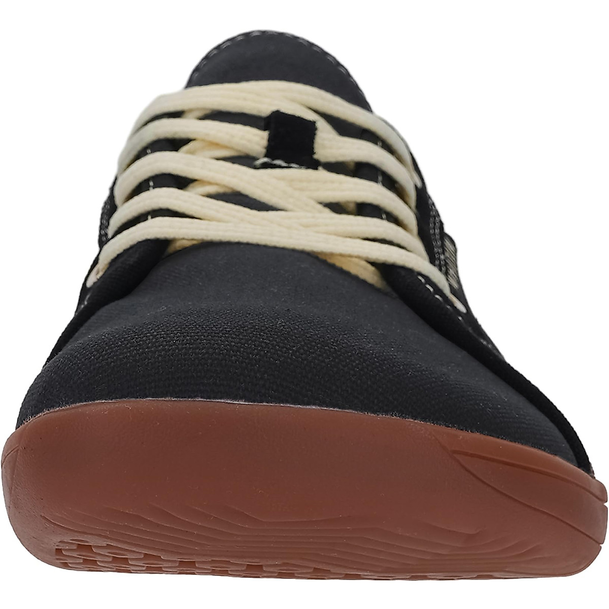WHITIN Men's Extra Wide fit Fashion Barefoot Sneakers Canvas Zero Drop Sole Size 10W Minimus Weightlifting Minimalist Outdoor Shoes Lace Up Black Gum 44