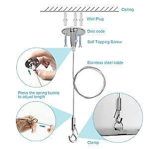 OTTFF 10 Pack 3.2 ft Ceiling Sign Hanger, Suspension Cable Wire for Hanging LED Panel Light Billboards, Load 11 lb