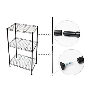 YL traV 3 Tier Kitchen shelves,Wire Shelving, Shelving Units and Storage Rack, Fixed Layer Spacing Storage Metal Large Capacity 17.3" L x 11.4" W x 31" H for Pantry Closet Kitchen Laundry Black