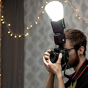 2 Pack Flash Diffuser Reflector Black Edition - 2-Sided White/Silver Bend Bounce Flash Reflector Kit with Elastic Strap for Canon, Nikon, Sony, Fuji and All Speedlight Flashes - by Kachifoto