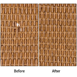 Feyart 7mm 80m Light Wood Grain PE Rattan Strip for Outdoor Rattan Furniture Repair, Plastic Wicker for Patio Furniture Restore