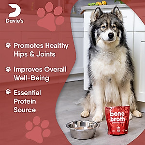 Davie's Bone Broth for Dogs - Joint Supplement for Dogs, Dog Food Topper Powder, Beef Bone Broth Powder, Grass-Fed Source - 8 Ounces