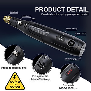 LET'S RESIN Cordless Resin Drill,3-speed Adjustment &Rechargeable Jewelry Drill with Deburring Tool&19Pcs Accessories,Multi-Purpose Hand Drill Resin Tool for Resin Molds, Keychain Molds