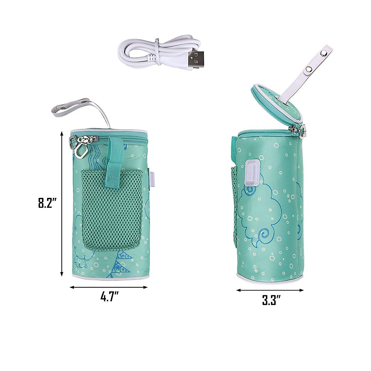 Topwon Baby Milk Bottle Warmer Bag Portable USB Breast Milk Keep Warm Bag Insulated Baby Bottle Tote Bag for Outside Walk, Shopping, Travelling