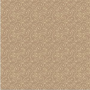 Tan Scrolls Cotton Fabric by The Yard