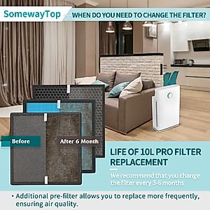 [2 SETS]10L Pro Replacement Filter Set Compatible with Okaysou Air Purifier Filters and Aiibot-A300, 5-Stage Airmax 10L Pro Filter, 2X H13 HEPA and 2X Carbon Filters 2X Sliver HEPA and 6X Pre-filter