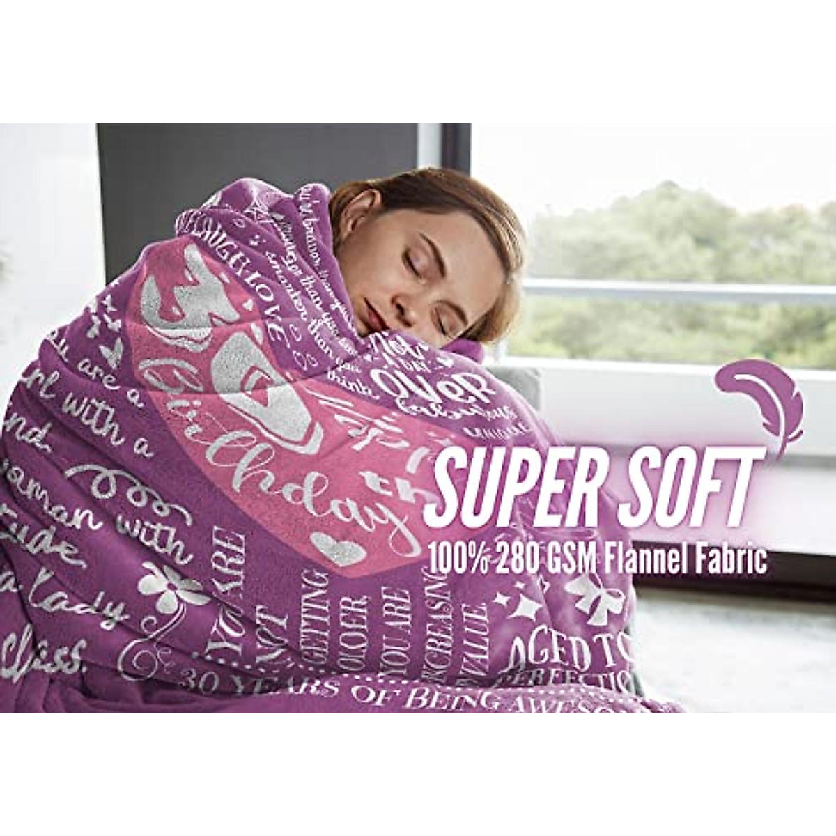 InnoBeta 30th Birthday Gifts for Her Flannel Throw Blanket for Women, Female, Wife, Girlfriends, Ideal for Teacher, Cowoker (50"x 65") - Heart