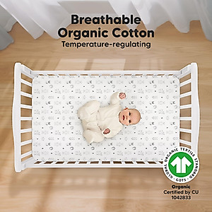 2-Pack Organic Crib Sheets for Boys, Girls - Jersey Fitted Crib Sheet, Baby Crib Sheets Neutral, Crib Mattress Sheet, Cotton Crib Sheets, Soft Baby Sheets for Crib, Unisex Crib Fitted Sheet (Woodland)