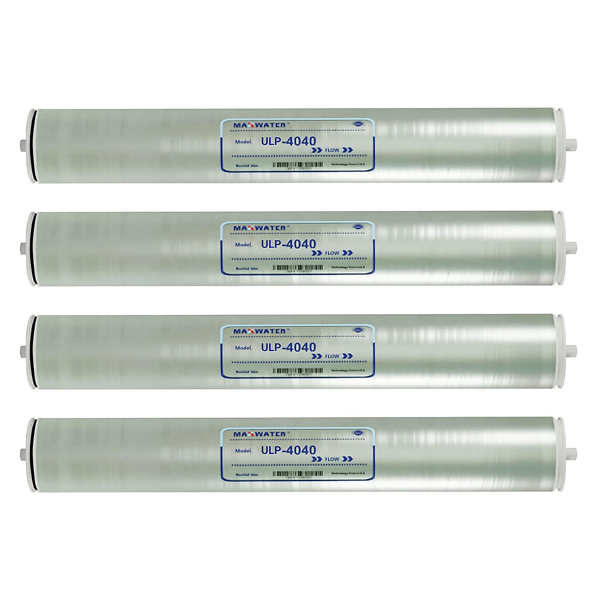Max Water Reverse Osmosis 4040 Commercial RO Membrane (ULP-4040: 2600GPD) size 4" x 40" good for Industrial, Agricultural, Whole House & more (4)